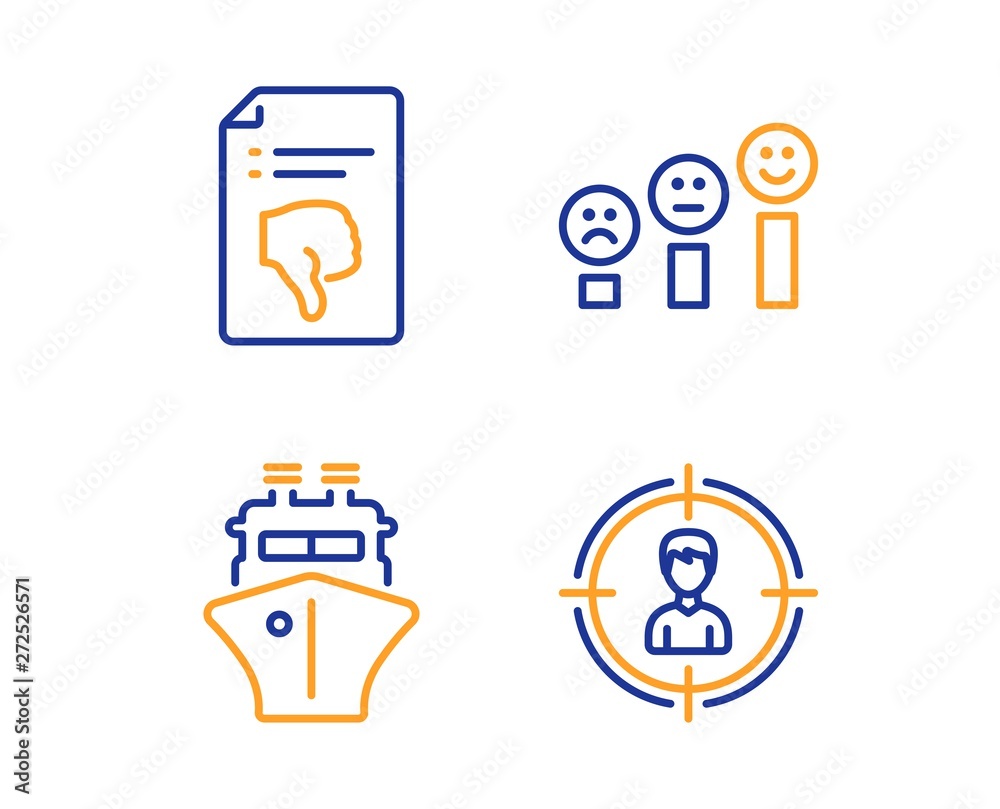 Ship, Customer satisfaction and Thumb down icons simple set ...