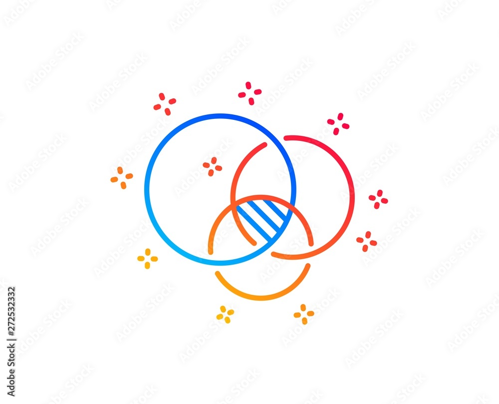 Euler diagram line icon. Eulerian circles sign. Relationships chart ... Euler diagram line icon. Eulerian circles sign. Relationships chart ...