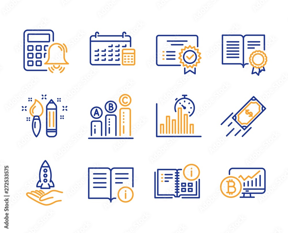 Technical Info Crowdfunding And Instruction Info Icons Simple Set Diploma Calendar And