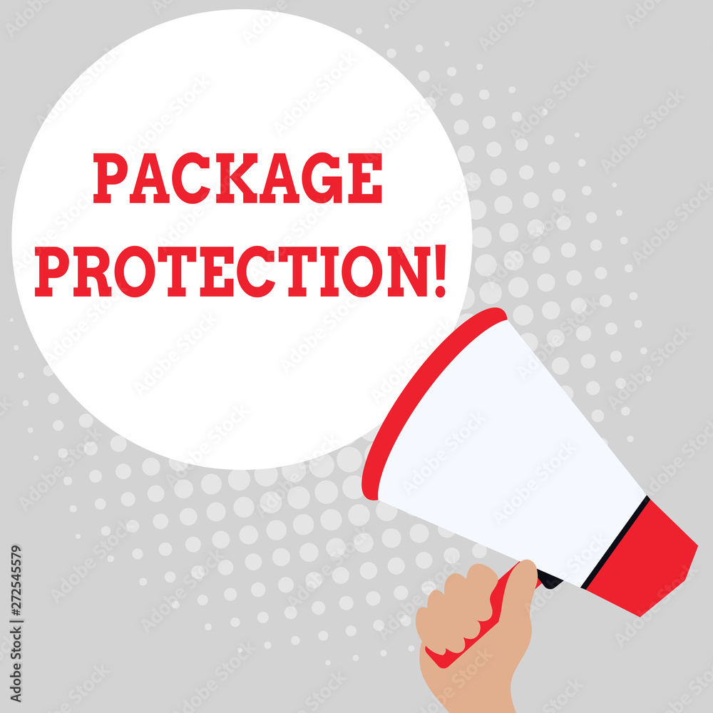 Writing note showing Package Protection. Business concept for Wrapping ...