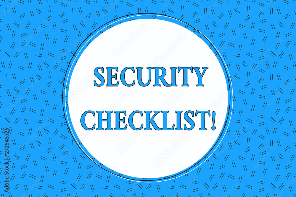 Word writing text Security Checklist. Business photo showcasing ...