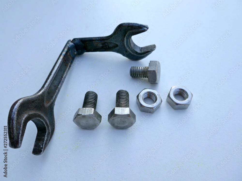 Wrench, old, self-welded, bent to 90 degrees, with screws and nuts. Top ...