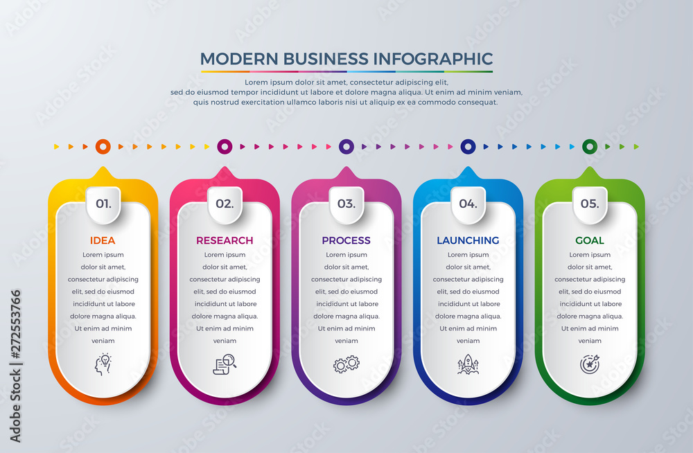 Infographic design with 5 process or steps. Infographic for diagram ...