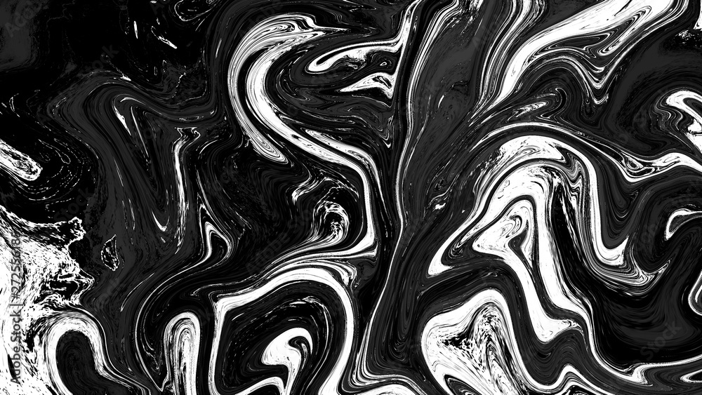 Digital proton black and white abstract background with liquify flow ...