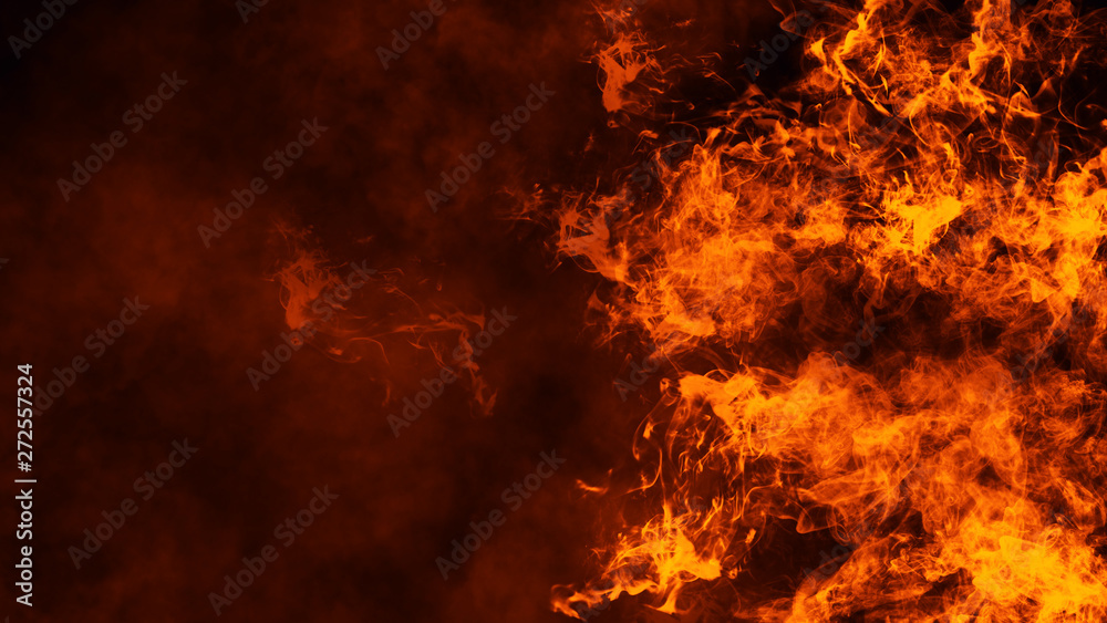 Texture of burn fire . Flames on isolated black background. Texture for ...