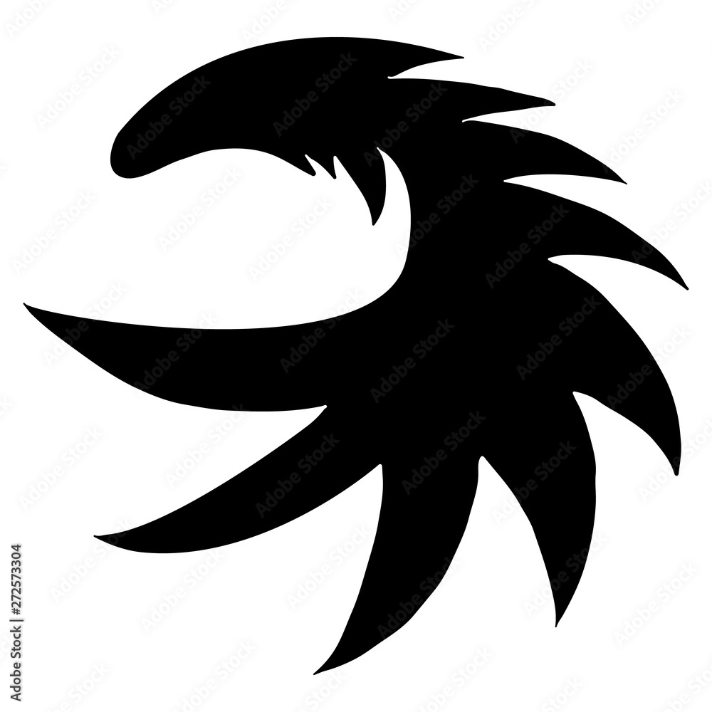 Hand drawn vector dragon silhouette isolated on white background ...
