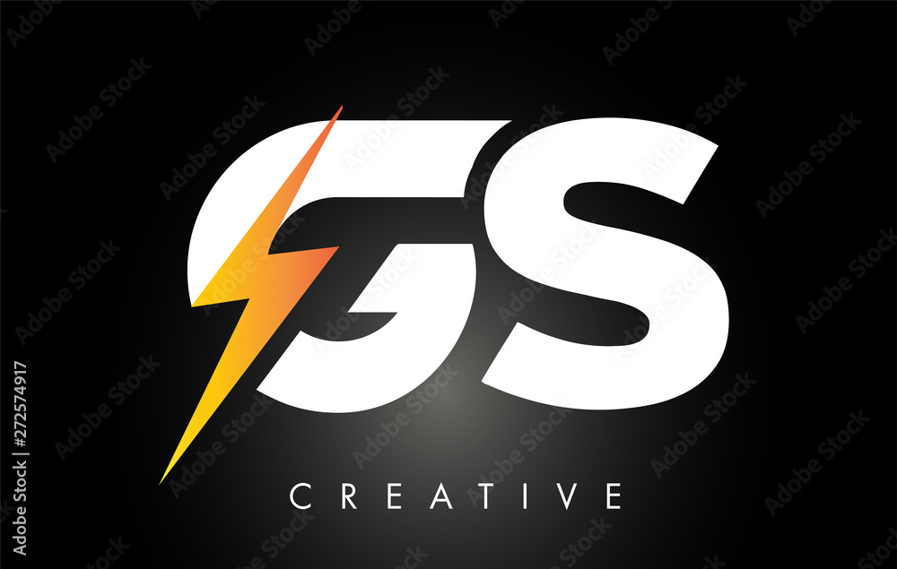 GS Letter Logo Design With Lighting Thunder Bolt. Electric Bolt Letter ...