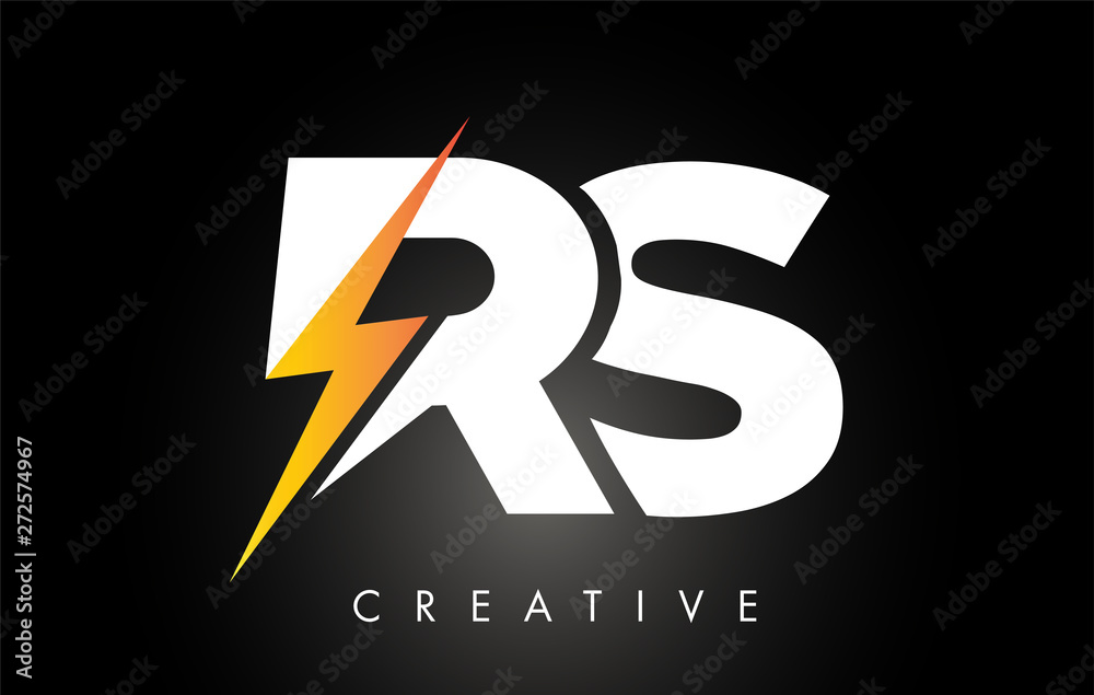 RS Letter Logo Design With Lighting Thunder Bolt. Electric Bolt Letter ...