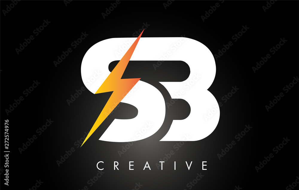 SB Letter Logo Design With Lighting Thunder Bolt. Electric Bolt Letter ...