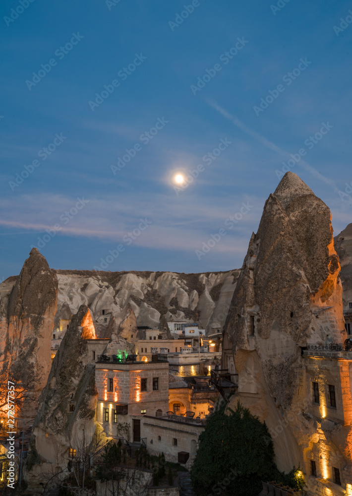 Full moon night in Cappadocia, Turkey. Stock Photo | Adobe Stock