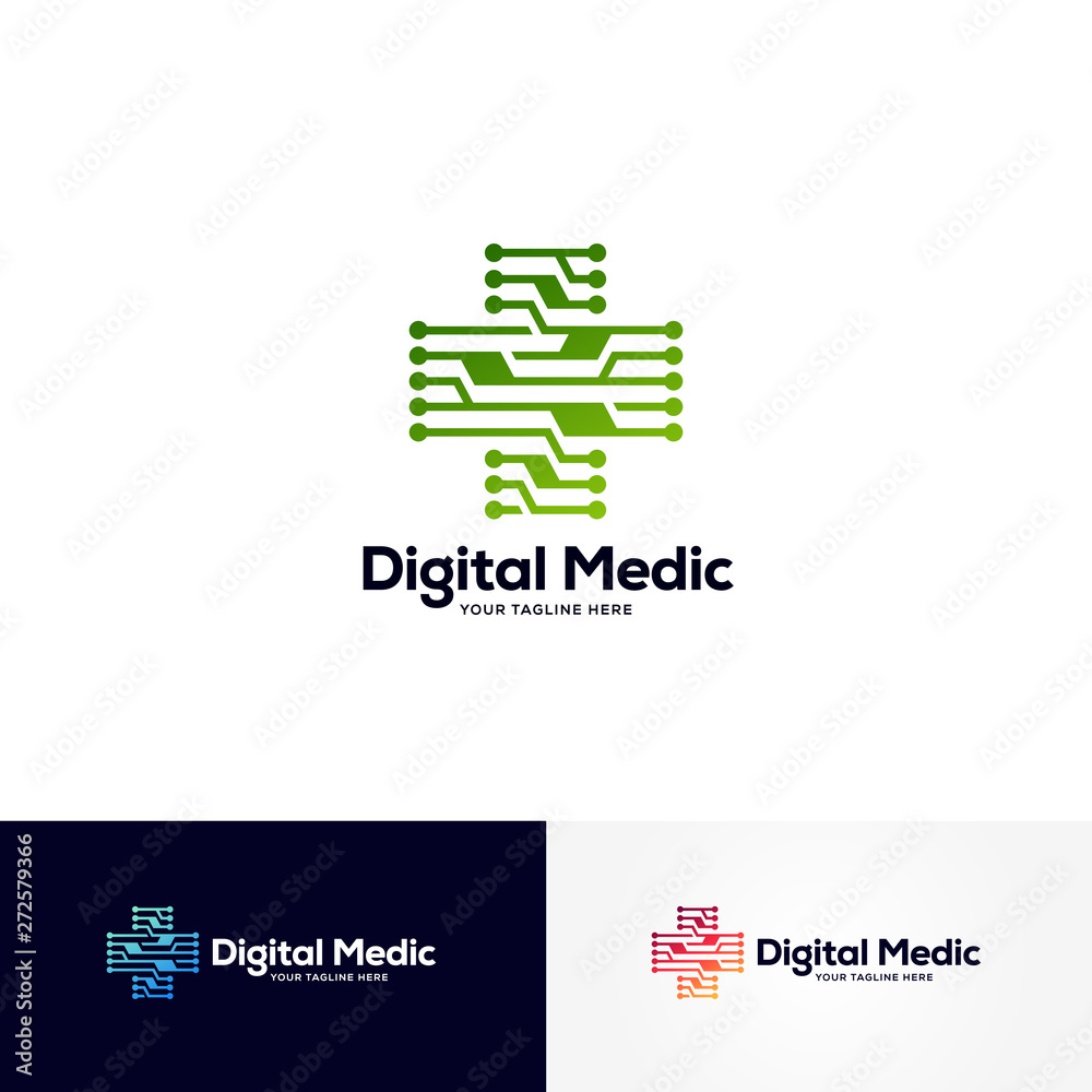 digital medic logo designs template, healthcare logo designs Stock ...