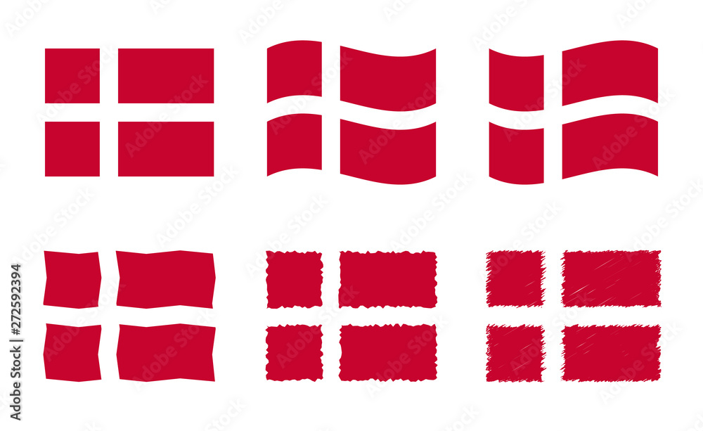 Denmark flag vector illustration set, official colors of Kingdom of ...