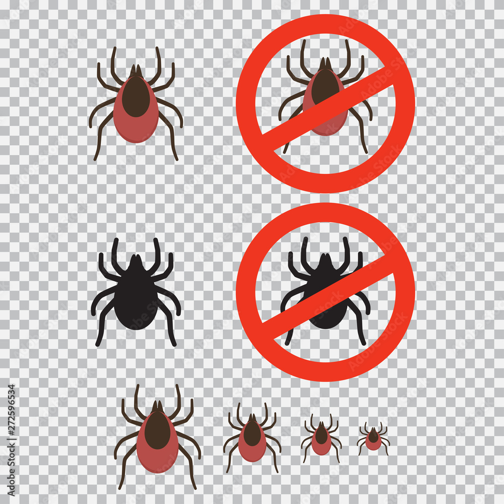 Mite and stop sign vector set isolated on transparent background. Stock ...
