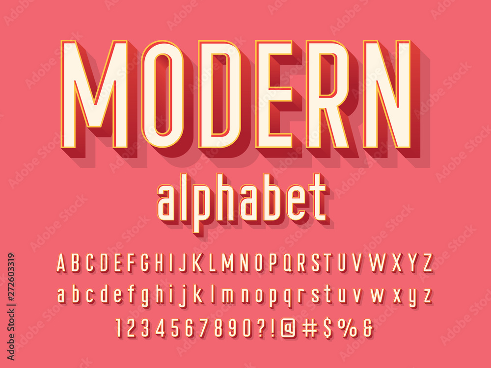 Vector of modern alphabet design with uppercase, lowercase, numbers and ...