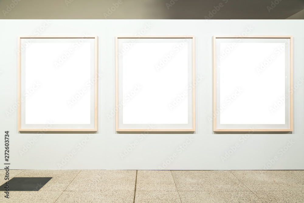 Blank empty golden frame on white background. Art gallery, museu Stock ...