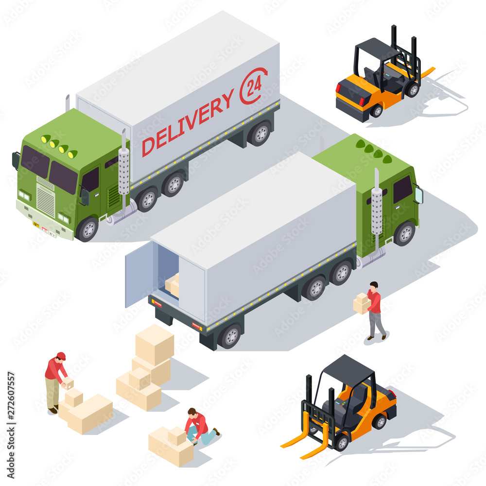Delivery service isometric vector elements collection with delivery ...