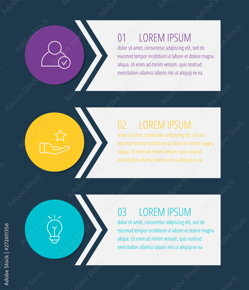 Vector infographic flat template circles for three label, diagram ...