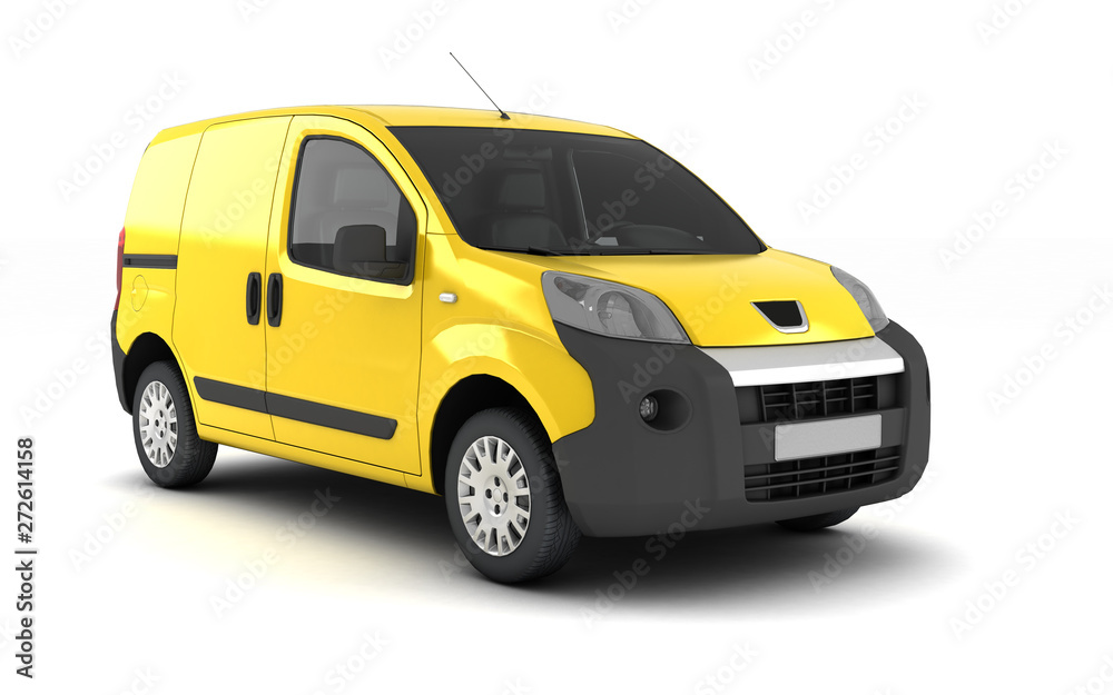 Yellow blank delivery cargo van isolated on white background ...