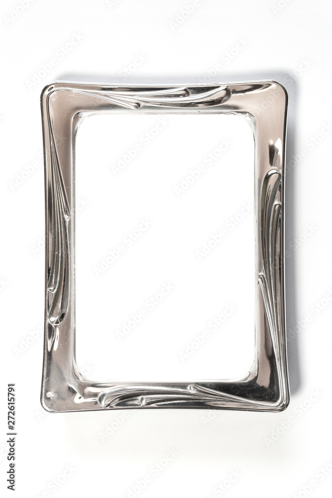 marco rectangular de plata en fondo blanco Stock Photo | Adobe Stock