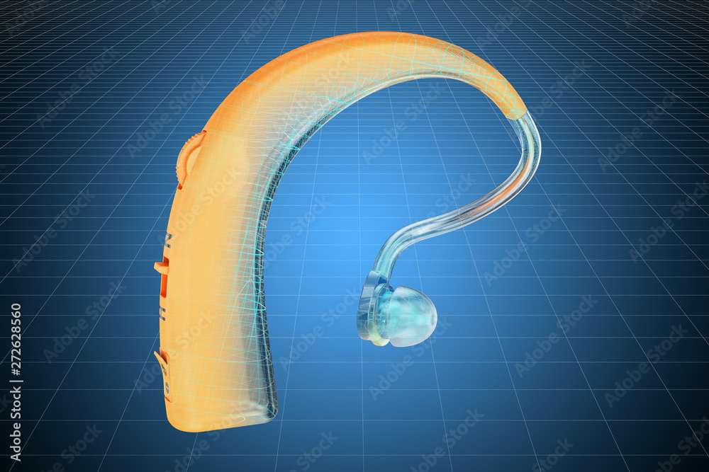 Visualization 3d cad model of hearing aid, 3D rendering Stock ...