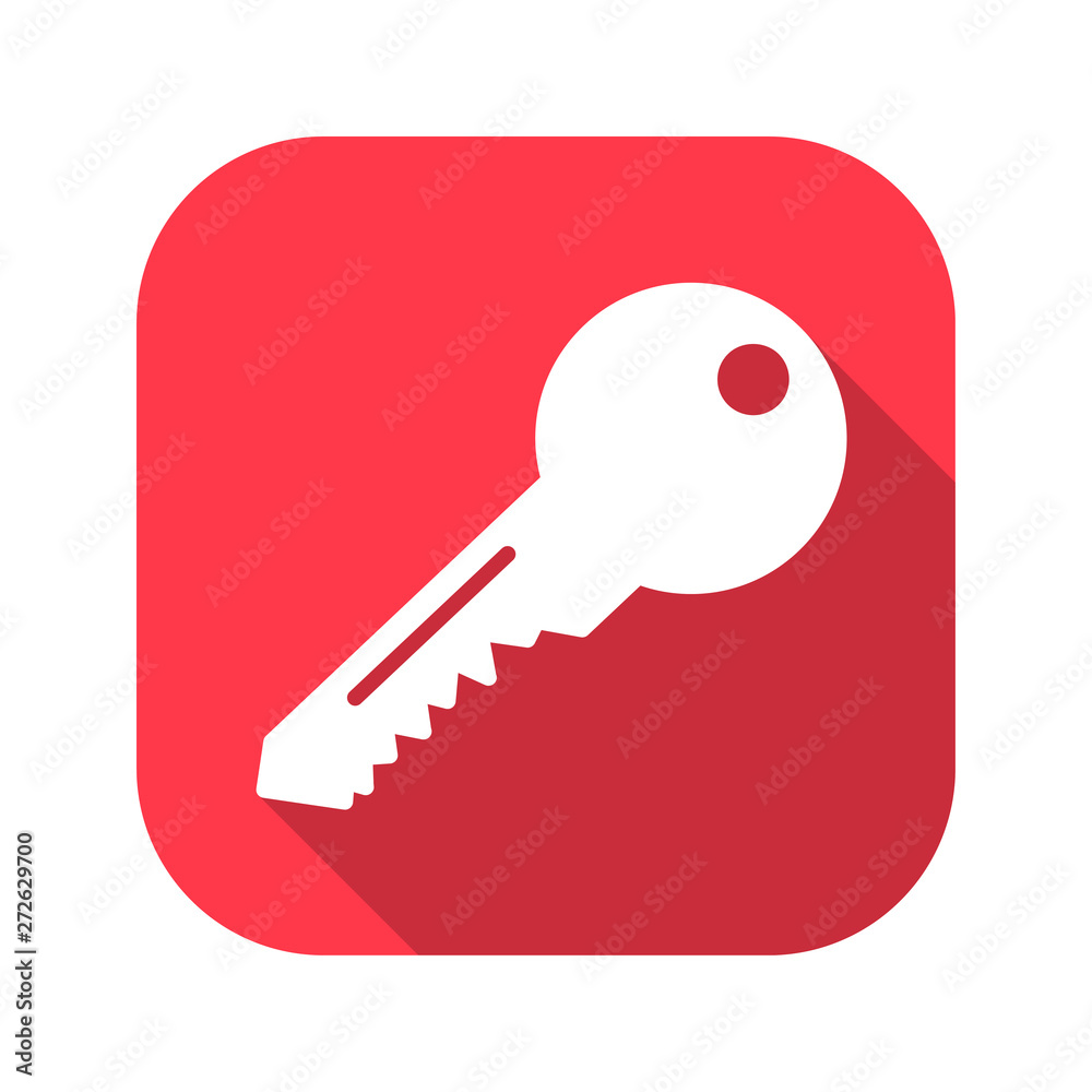 Key vector red icon in modern flat style isolated. Key can support is ...