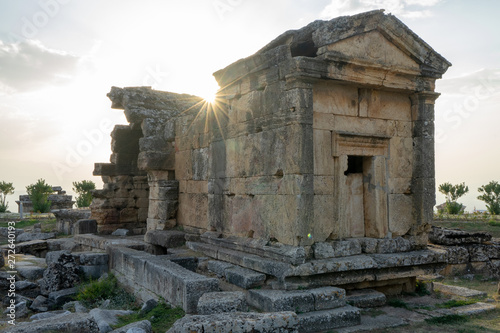 Antique crypt in necropolis of antique city Hierapolis, Pamukkale ...
