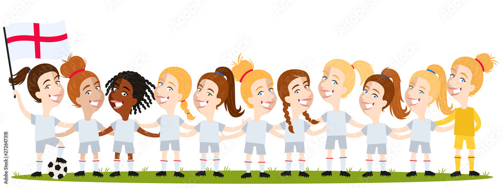 Women's football, English team lineup cartoon Stock Vector | Adobe Stock