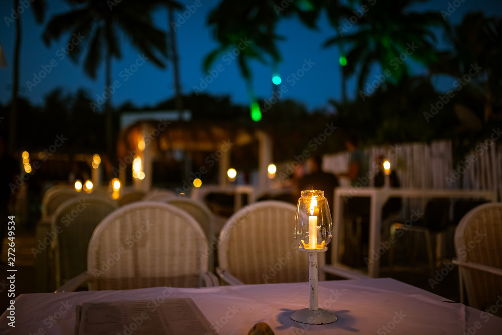 Candle light dinner table. Stock Photo | Adobe Stock