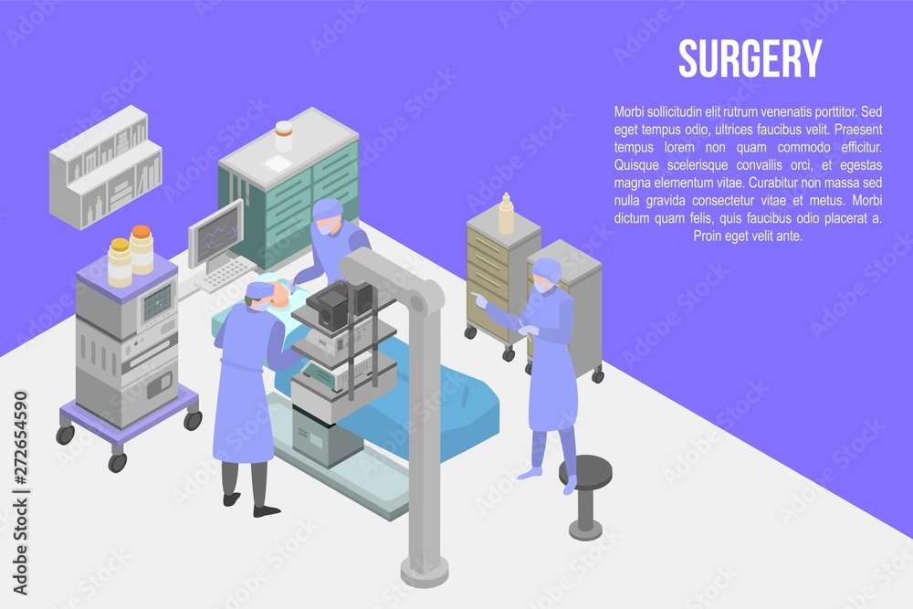 Surgery concept banner. Isometric illustration of surgery vector ...