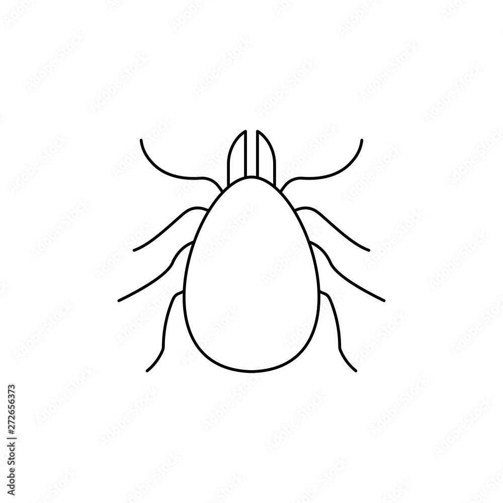 Tick icon. Mite silhouette. Vector illustration. Thin line, outline ...