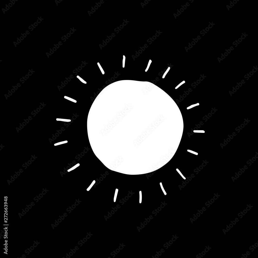 Vetor do Stock: Cute cartoon hand drawn sun symbol. Funny vector black ...