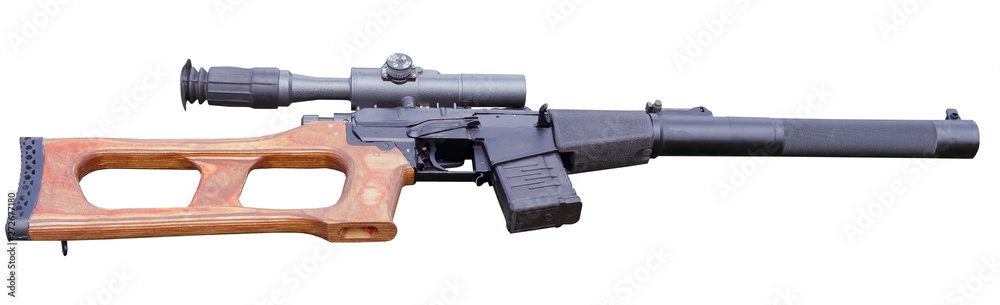 modern russian sniper rifle with optic scope on white Stock Photo ...