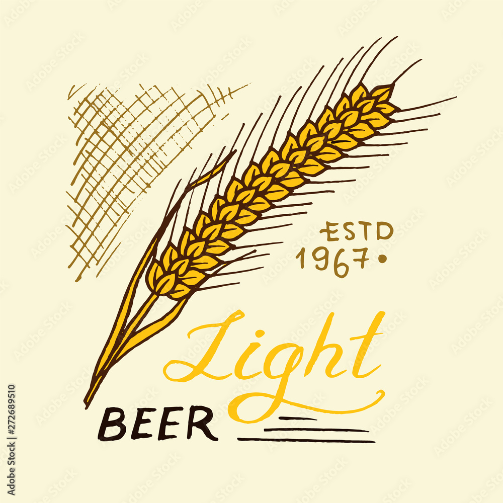 Rye for wheat beer in vintage style. Alcoholic Label with calligraphic ...