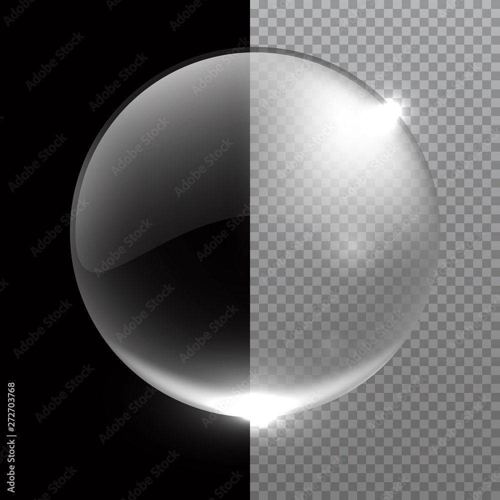 Realistic 3d glass ball or sphere isolated on transparent background ...