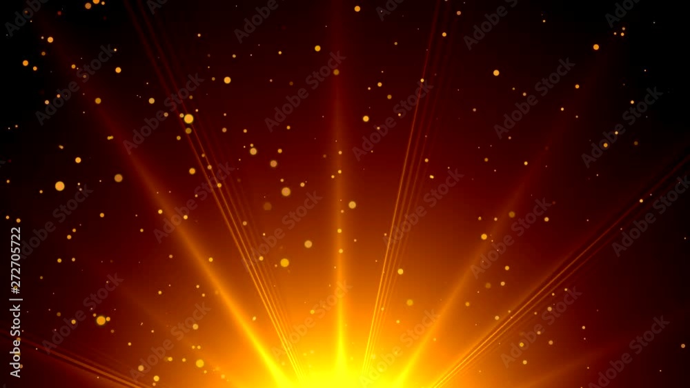 Orange particles dust background with lens flare, seamless loop ...