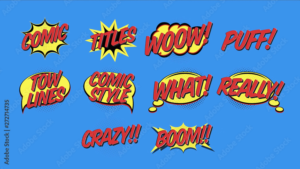 Comic Cartoon Title Pack 1 Stock Template | Adobe Stock
