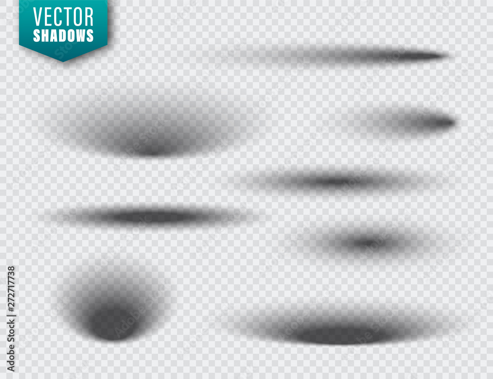 Vector shadows set on transparent background. Realistic isolated shadow ...