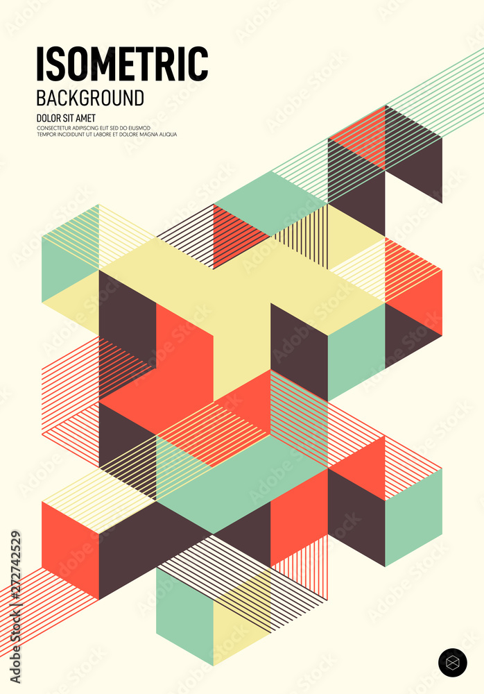 Abstract isometric geometric shape layout poster design template ...