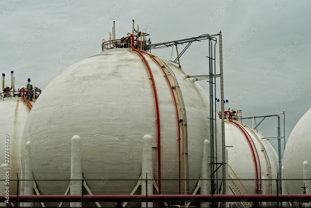 Giant spherical containers Stock Photo | Adobe Stock