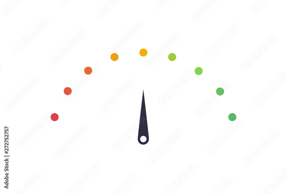 Vector mood feedback meter with arrow selection. Color determine an ...