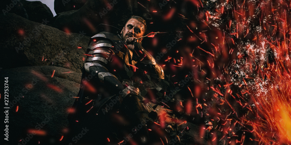 Knight with sword and crossbow Stock Photo | Adobe Stock