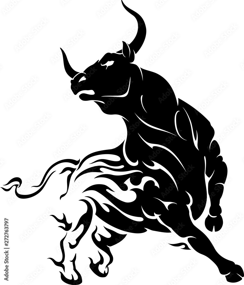 Raging Bull Abstract Fire Body, Isolated Vector Stock Vector | Adobe Stock