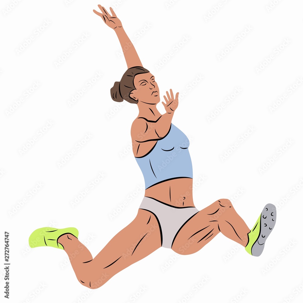 isolated illustration of a woman jumping, vector draw Stock Vector ...
