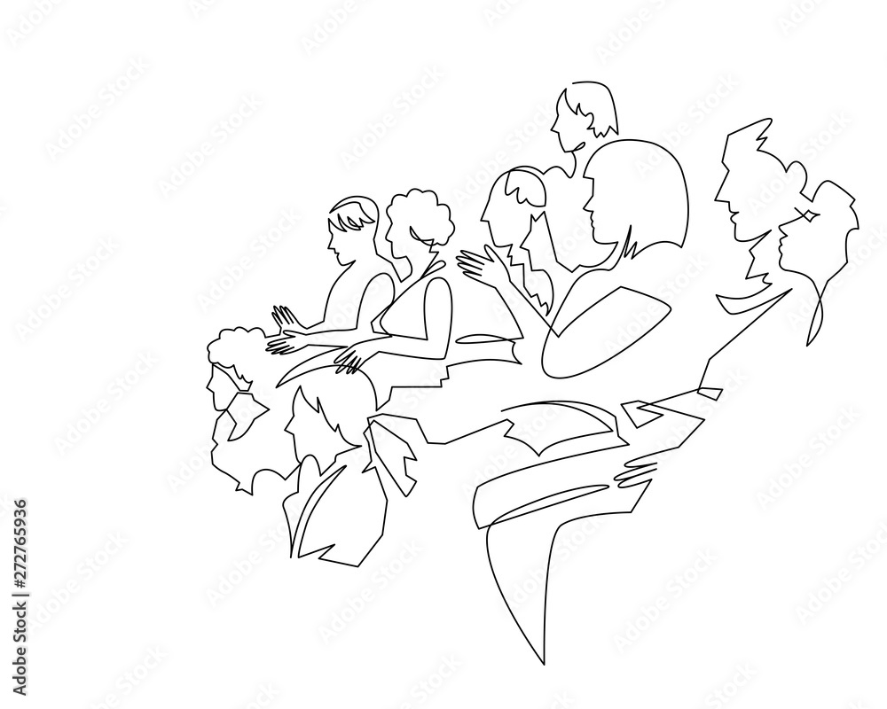 Continuous Line Drawing of Vector illustration character of audience in ...