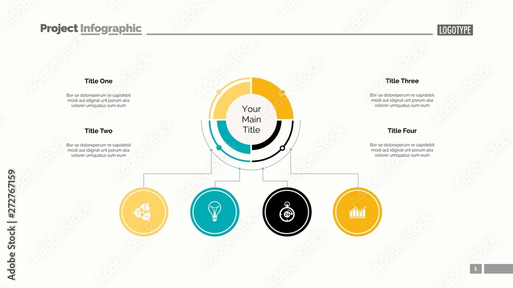 Branches of development slide template. Business data. Graph, diagram ...