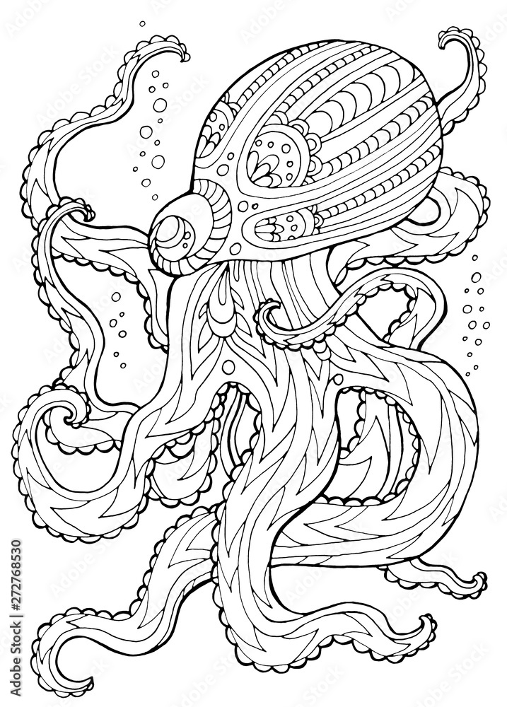 Hand drawing coloring for kids and adults. Beautiful drawings with ...