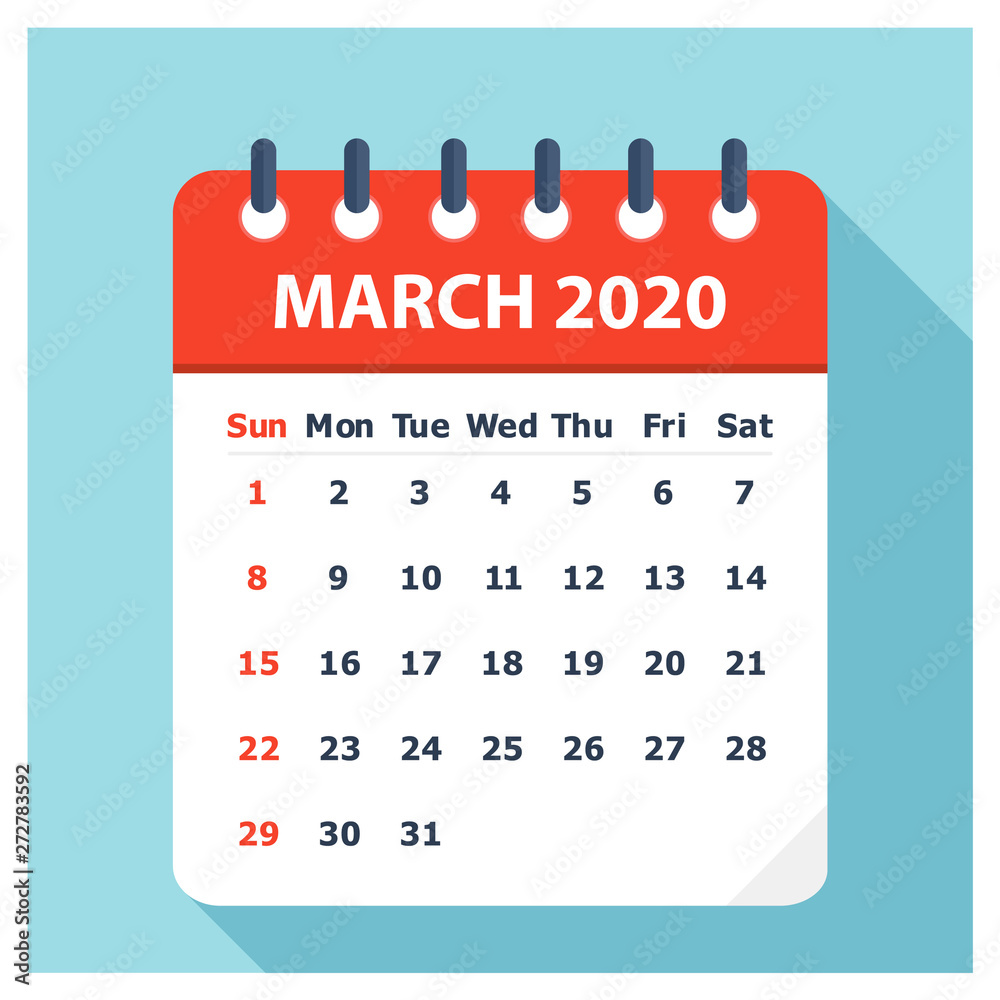 March 2020 - Calendar Icon - Calendar design template Stock Vector ...
