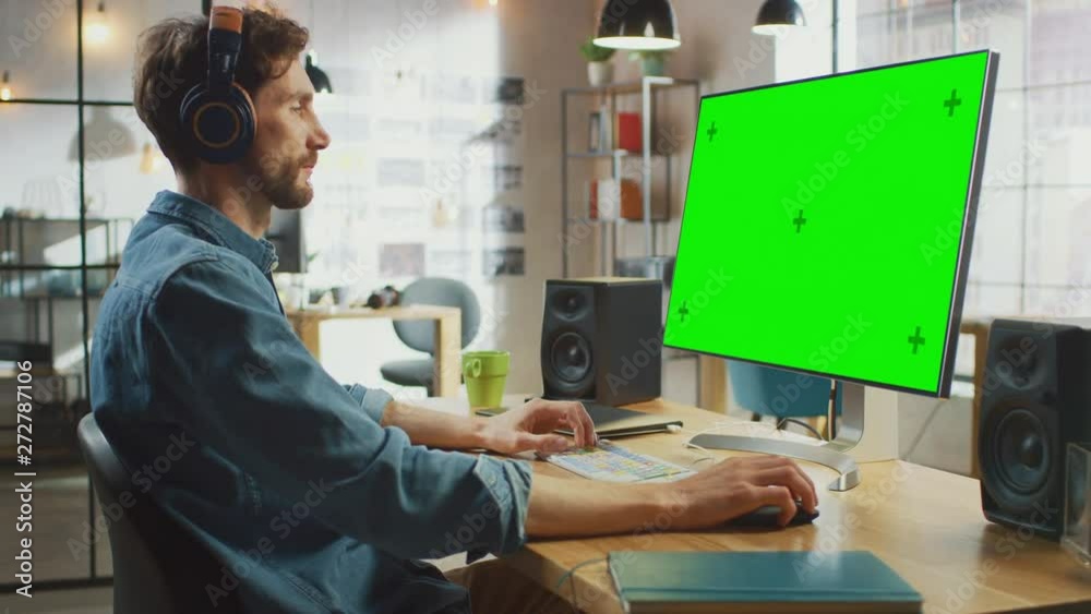 Young Professional Creative Employee Works on His Personal Computer ...