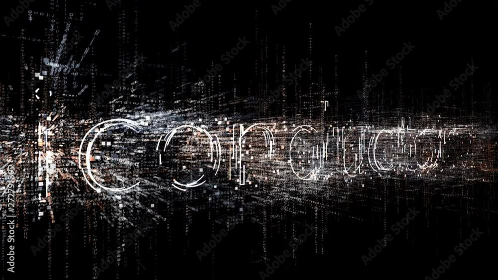 4k semiconductor animated word tag cloud;text design animation.The Matrix style binary computer ...