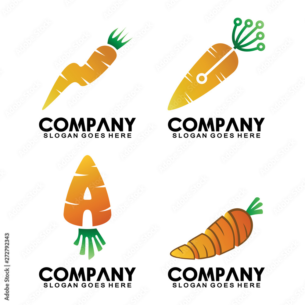 Carrot logo vector collection, simple logo carrot set Stock Vector ...